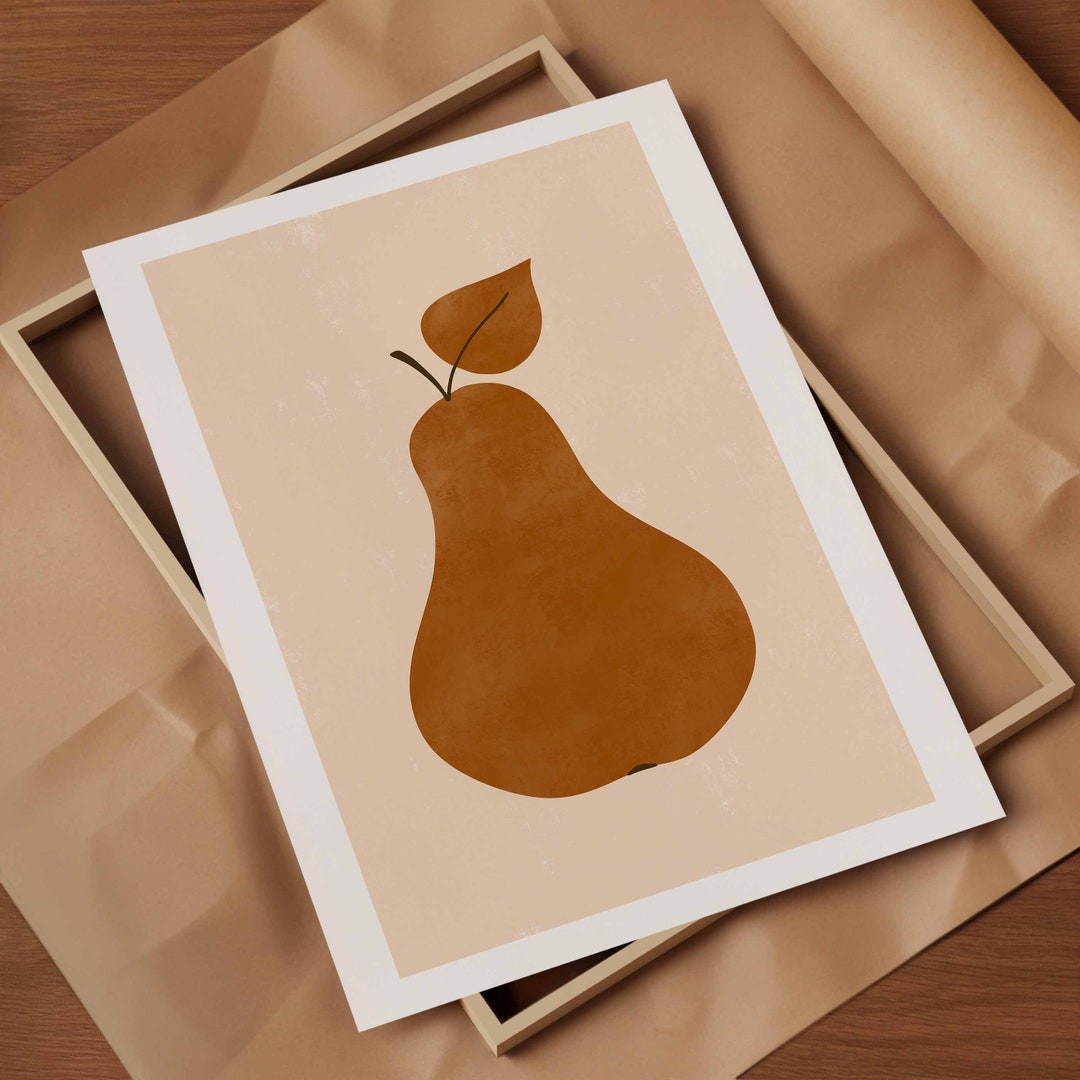 DIGITAL DOWNLOAD Pear Art Print Neutral, Beige Burnt Orange Fruit ...