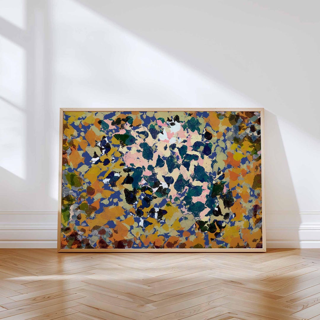 Horizontal Abstract Painting Multicolored, Modern Wall Art Textured ...