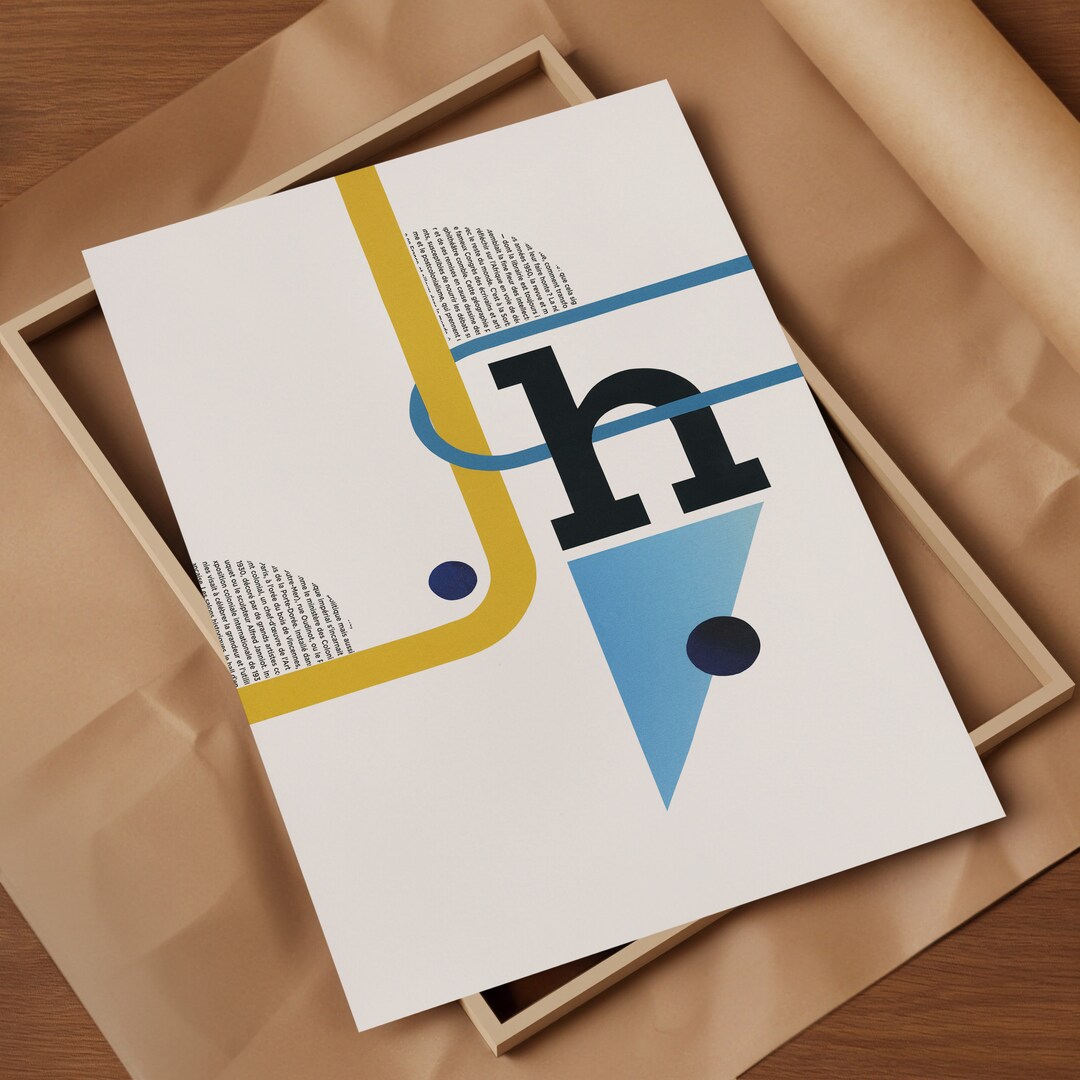 Letter H Alphabet Art Print, Modern Abstract Art, Geometric Wall Art ...