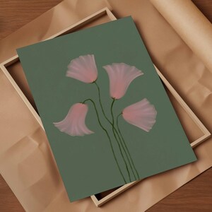 DIGITAL DOWNLOAD Set of 2 Pastel Pink Green Floral Art Prints, 2 Piece ...