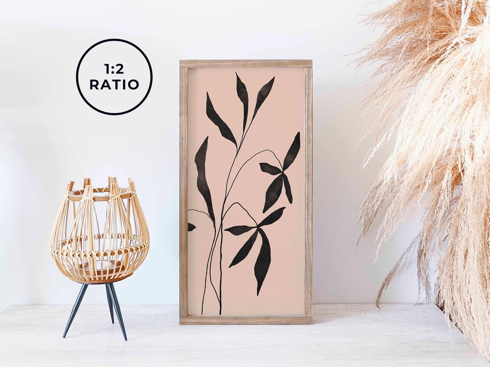 Long Tall Narrow Wall Art Floral Minimalist Zen Art Print Neutral Beige ...