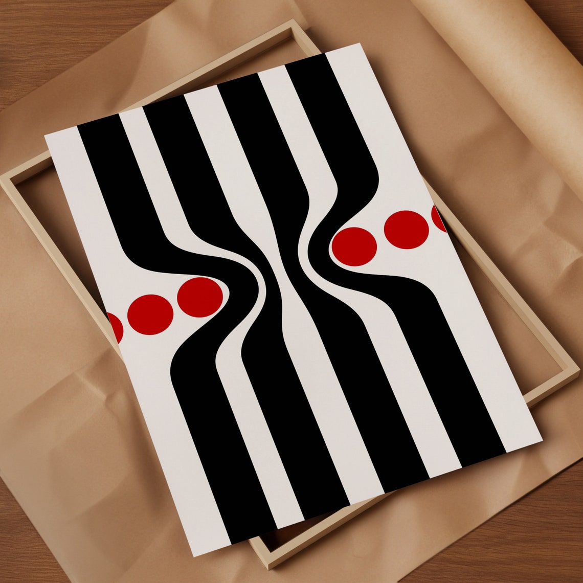 Set of 2 Black and White Bold Striped Art Prints Abstract Geometric ...