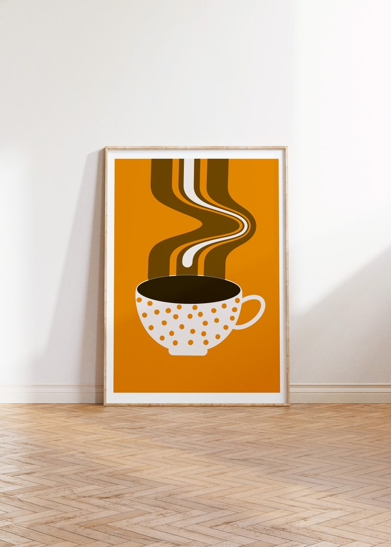 Coffee Poster Print, Modern Colorful Cup of Coffee Art Print, Printable ...