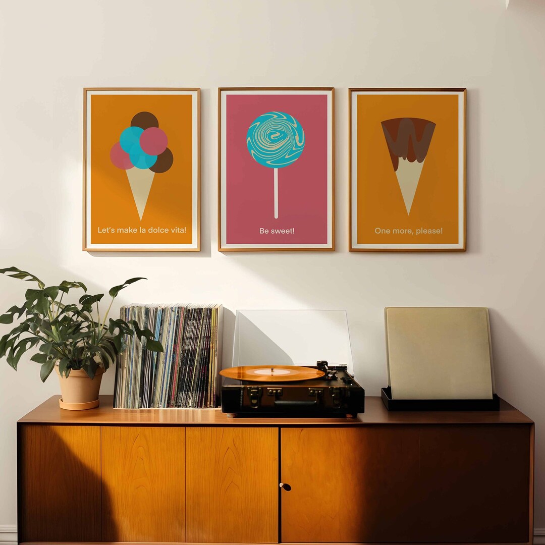 Funny Sweet and Cute Triptych Posters Printable, Candy Lollipop Ice ...