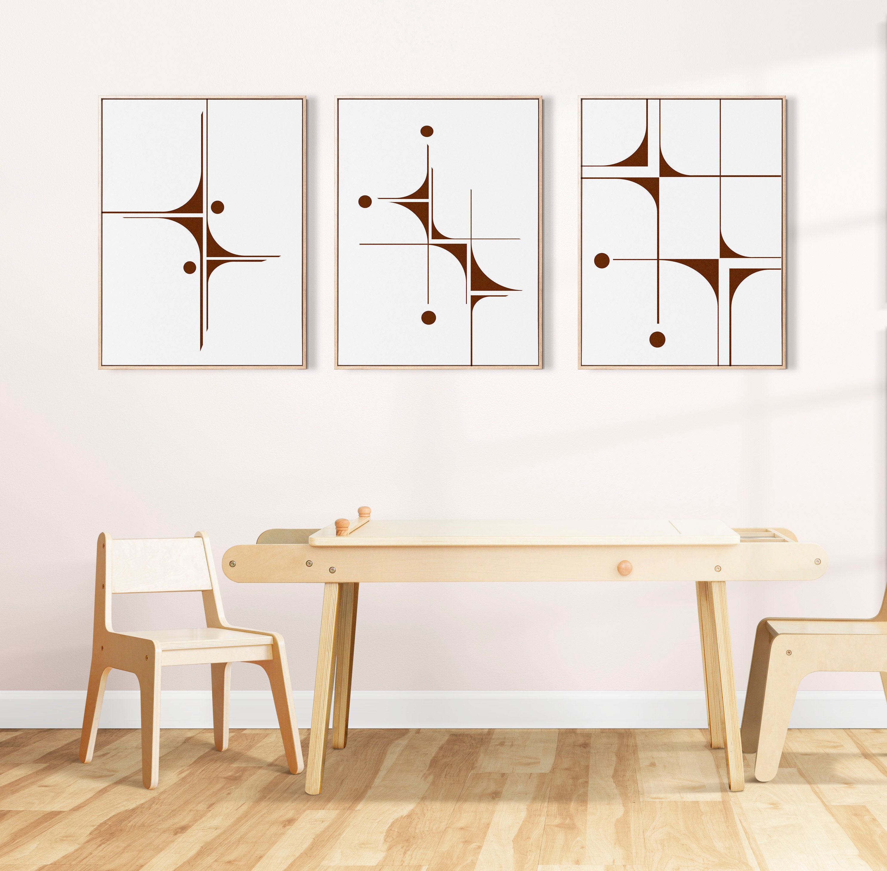 Set of 3 Line Art Prints, Japandi Tryptic Wall Art, Simple Minimal Wall ...