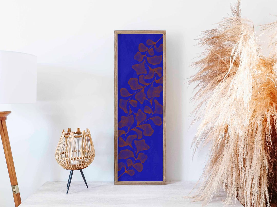 Tall Narrow Floral Art Print Botanical Blue Poster Printable Long ...