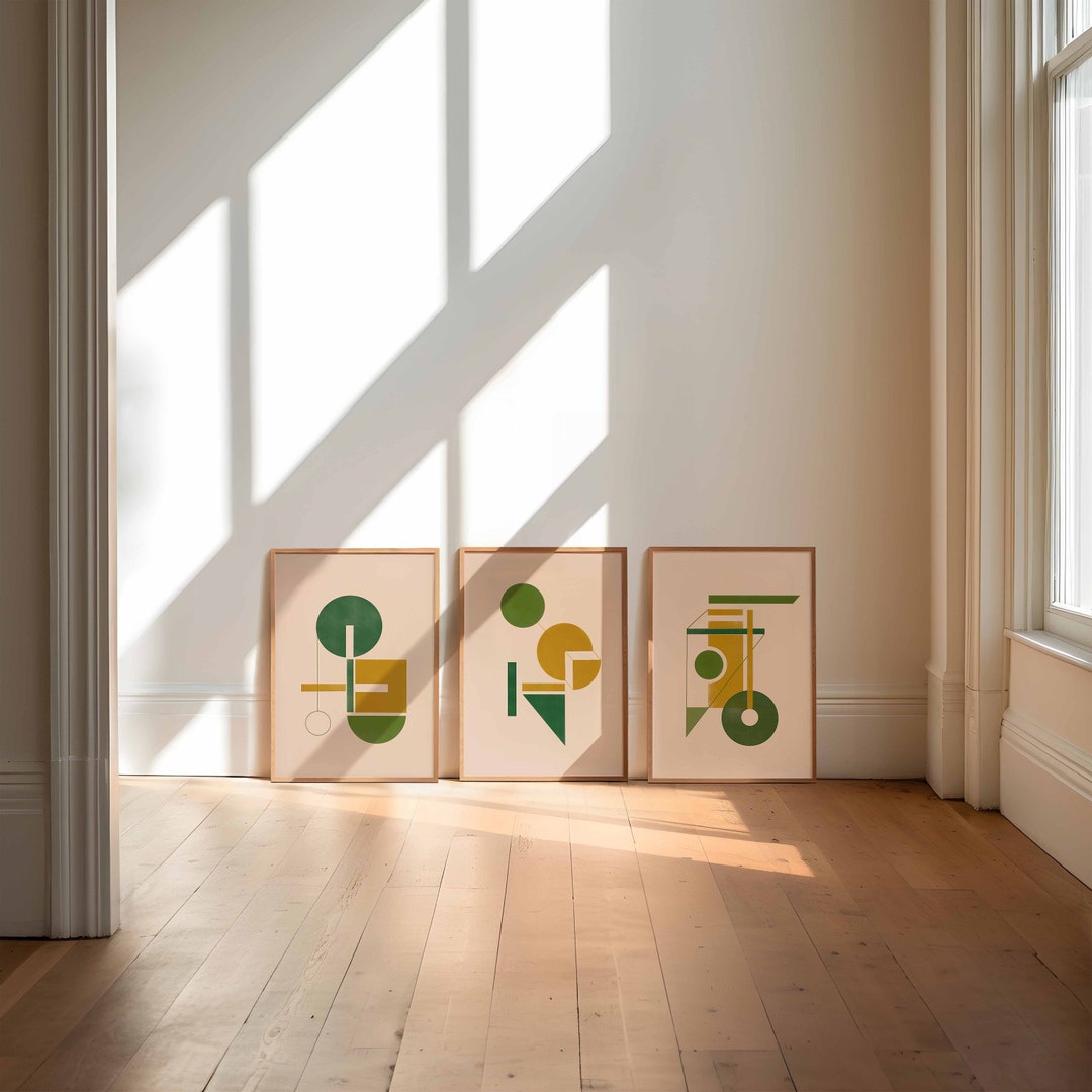 Set of 3 Mid Century Modern Art Prints Geometric Abstract Posters ...