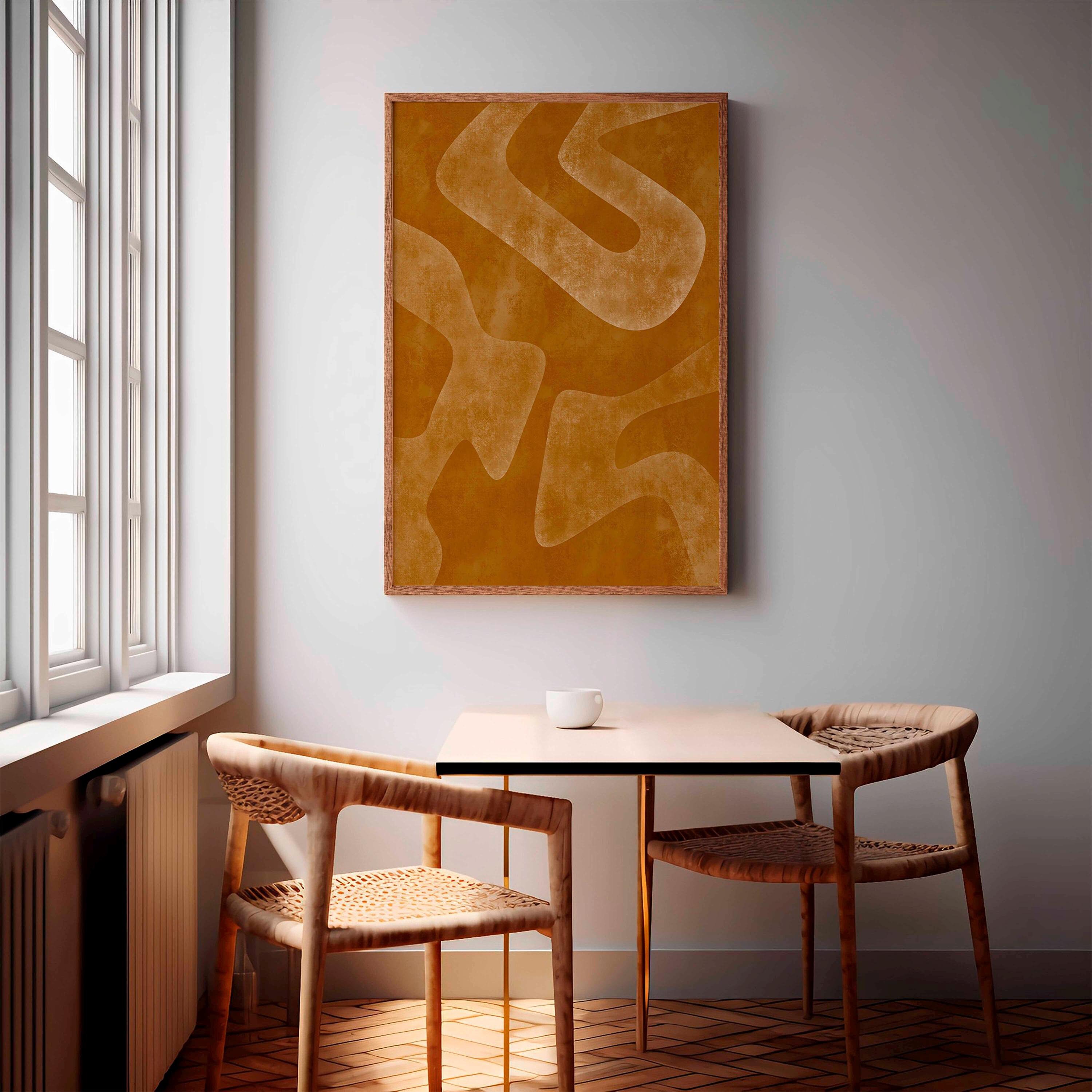 Mustard Yellow Abstract Art Print for Modern Living Room Wall Decor ...