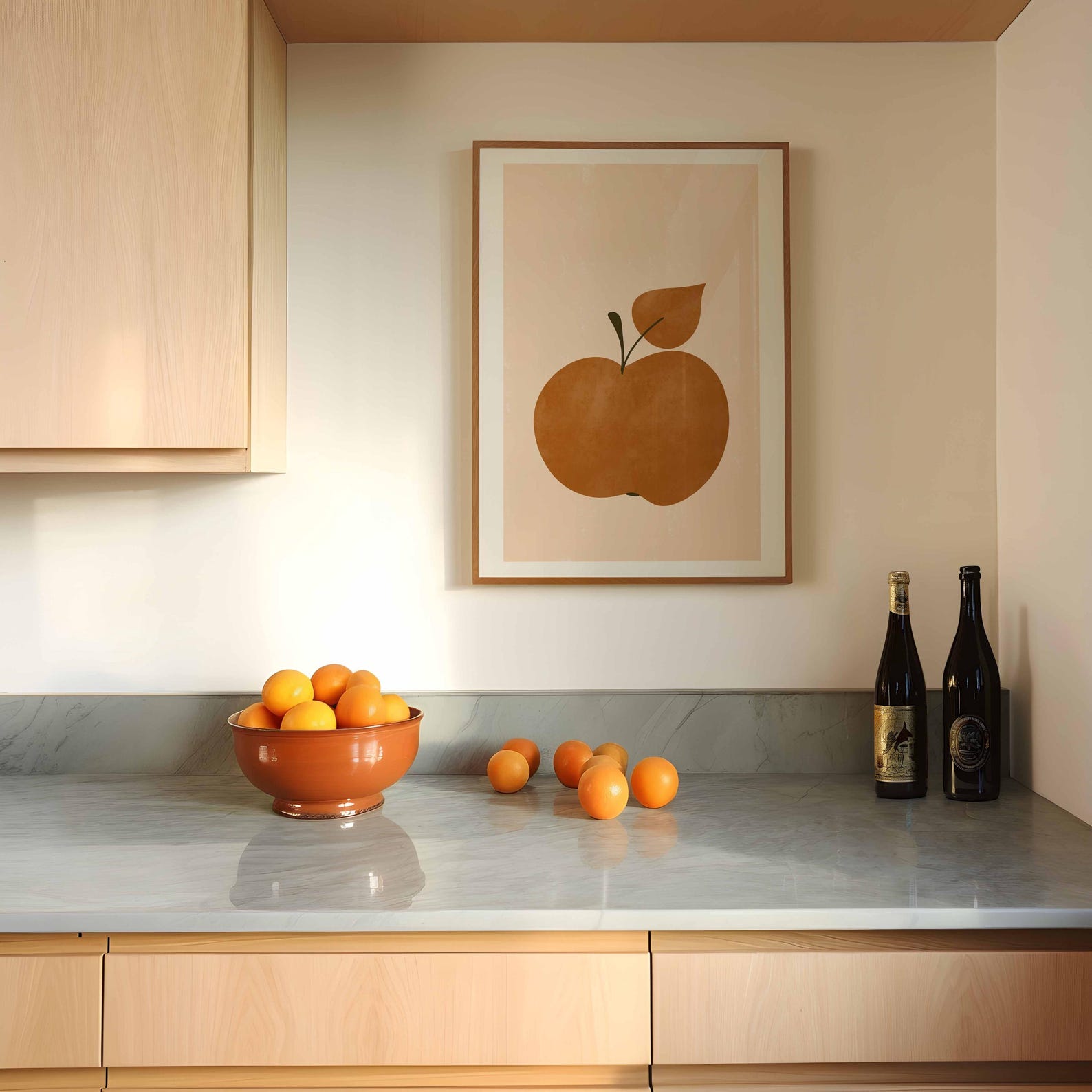 Burnt Orange Beige Fruit Wall Art Apple Pear Neutral Posters Printable ...