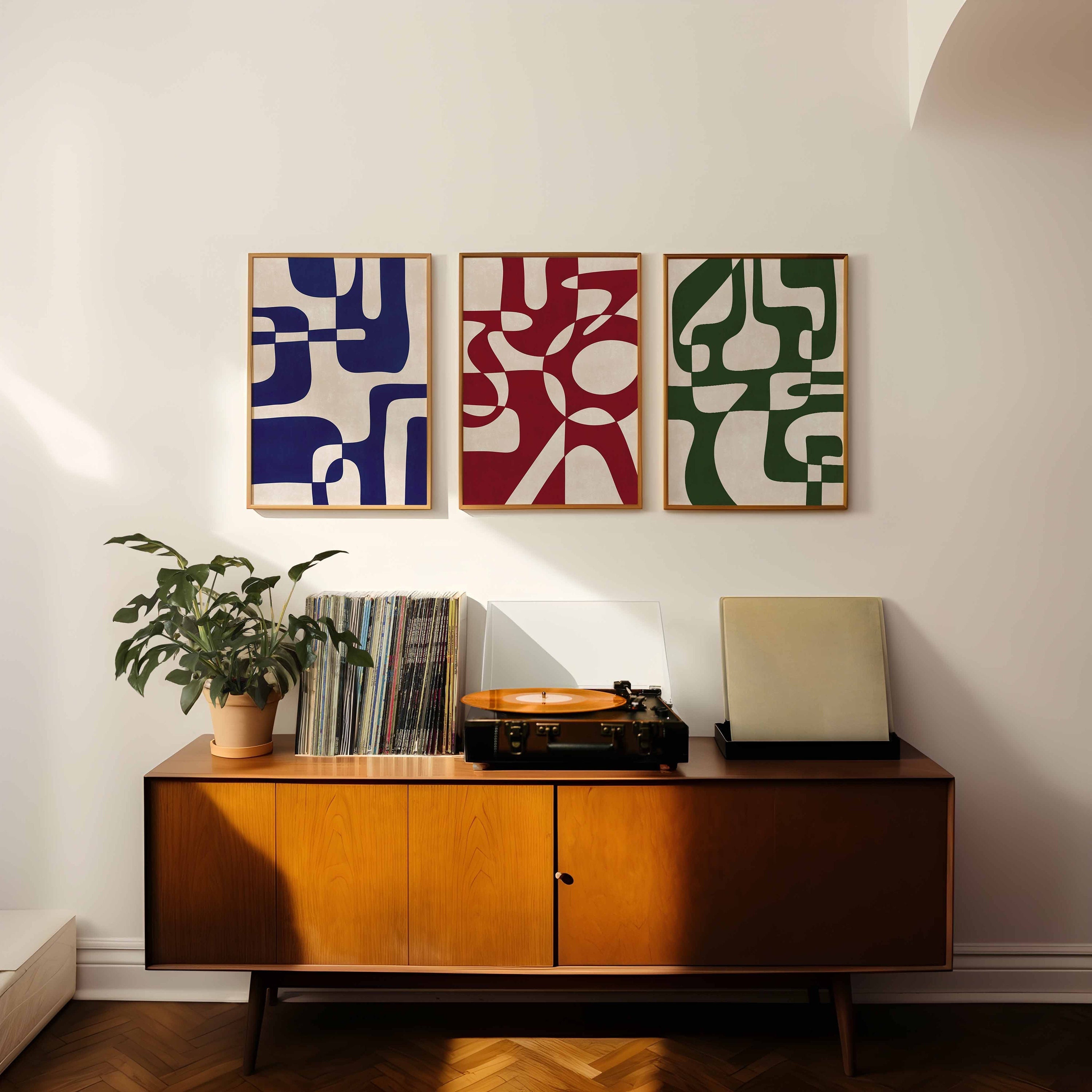 DIGITAL DOWNLOAD Set of 3 Colorful Geometric Art Prints, Printable ...