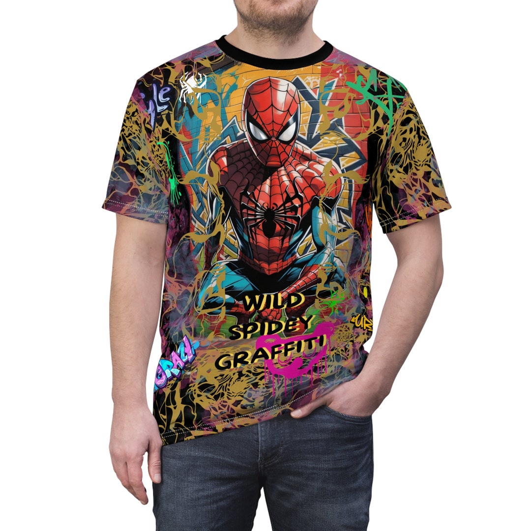 Wild-edgy Spidey Graffiti Theme "all Over Print" Unisex Cut & Sew T ...