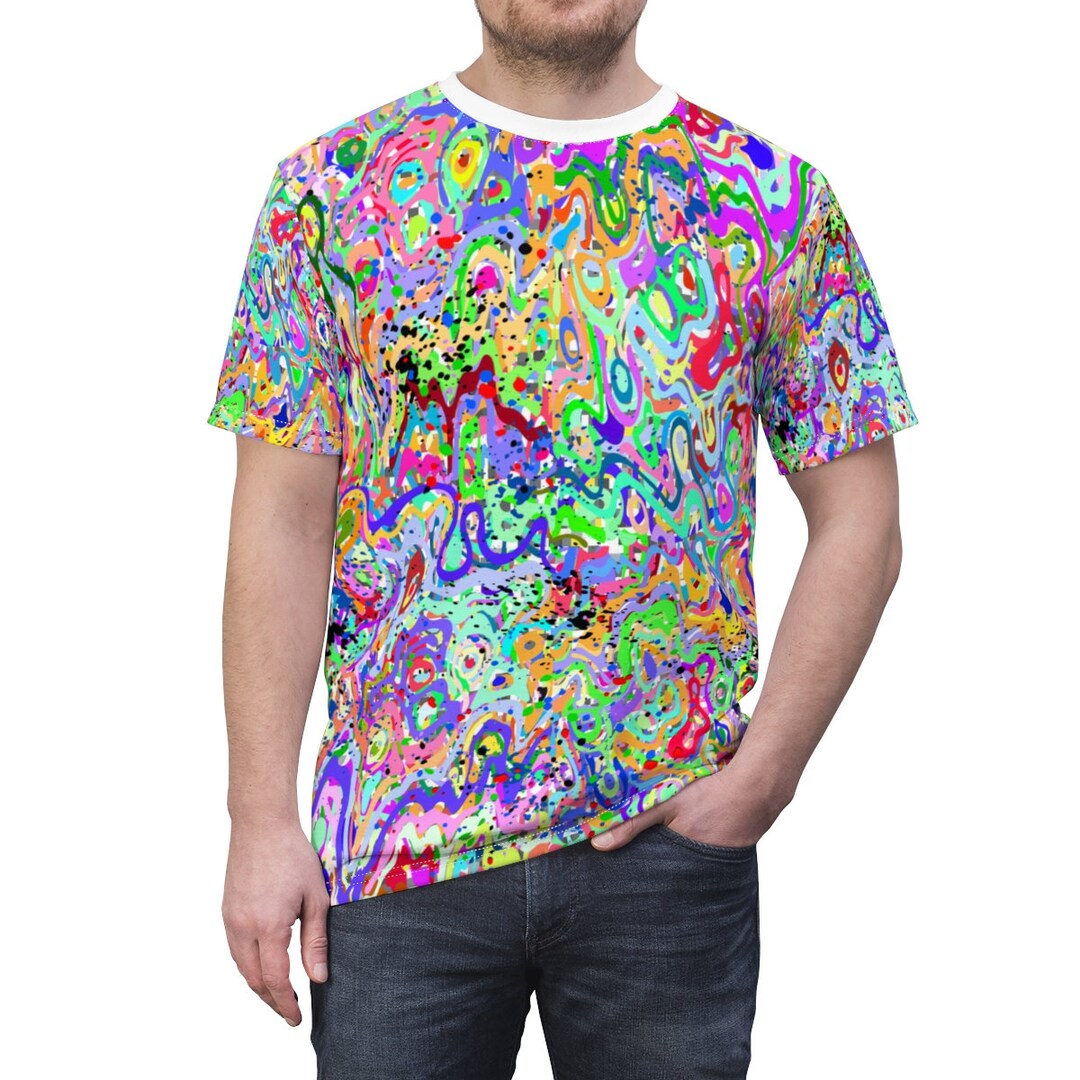 Colorful Abstract Paint Splatter "all Over Print" Unisex Cut & Sew T ...