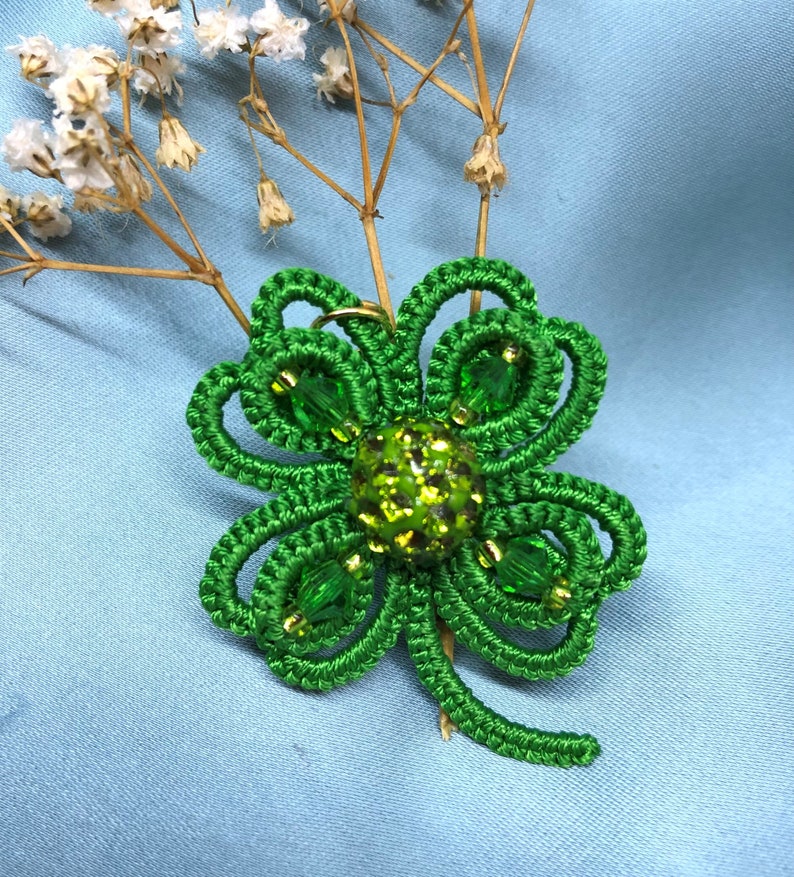 Tatting Pattern Tutorial Four Leaf Clover Pendant, for Beginners ...