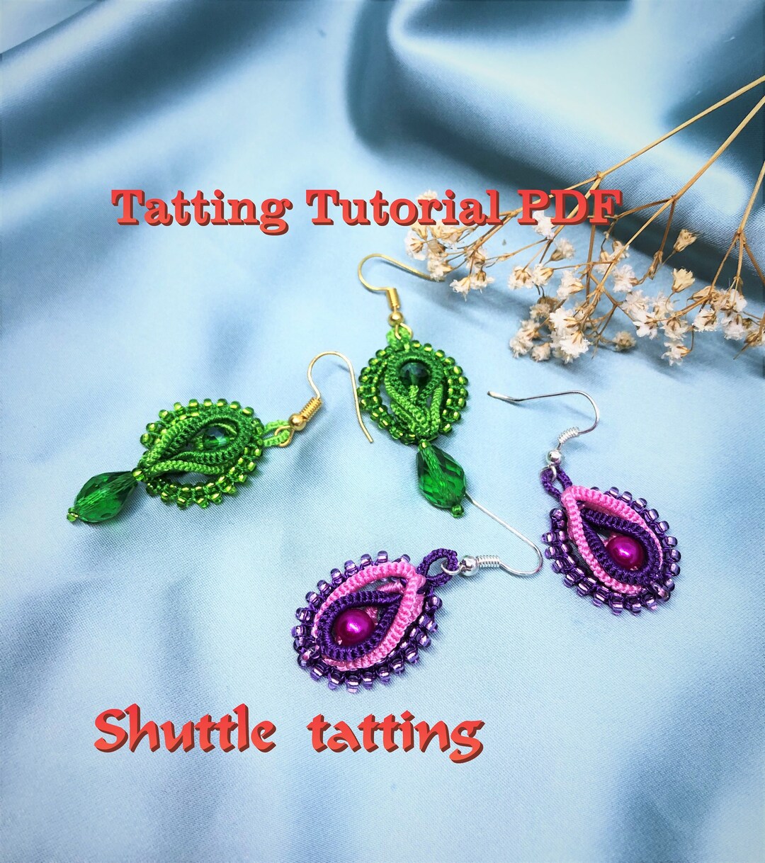 Tatting Earrings Pattern, Tatted Tatting Tutorial for Beginners, PDF ...