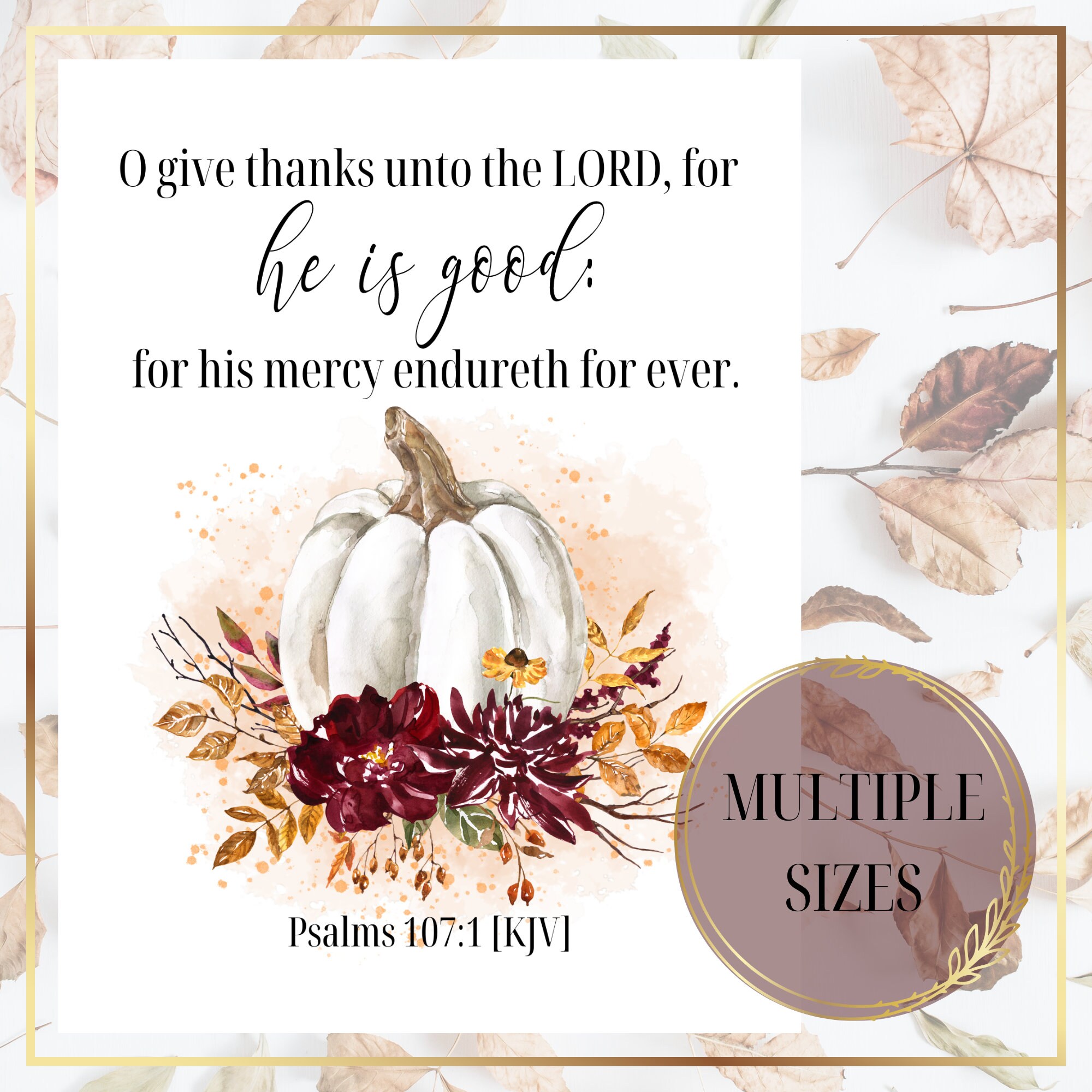 Give Thanks Psalm 107 Printable, KJV Scripture Printable for ...