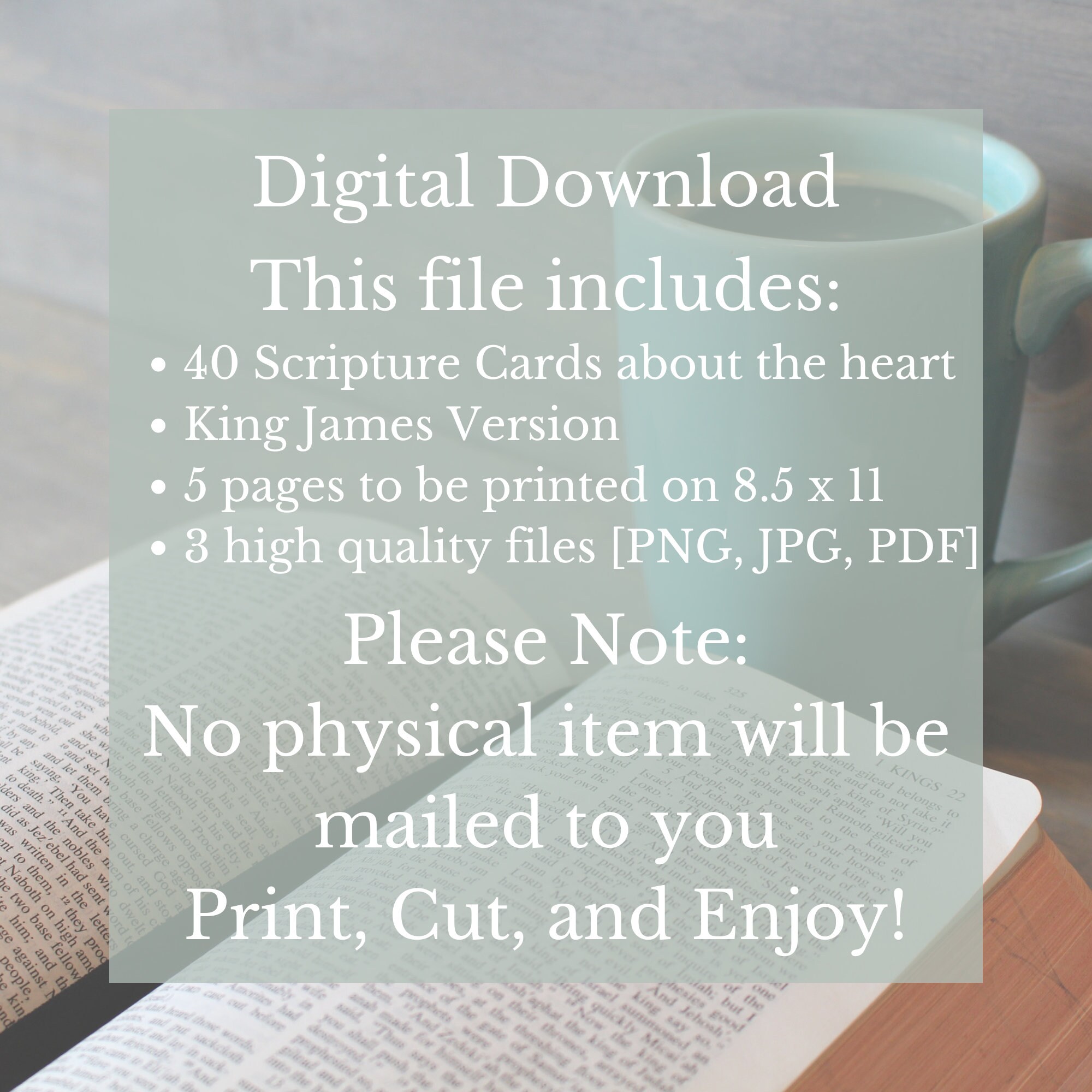 KJV Scripture Cards About the Heart, Bible Memory Cards, Bible Verse ...