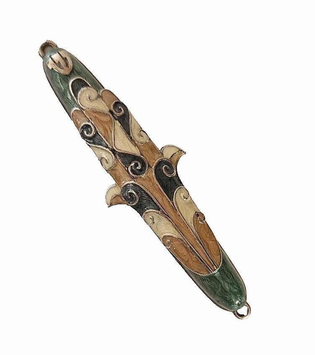 Pewter Mezuzah Hamsah Shape in Green Light Brown Beige "sheen" for God ...