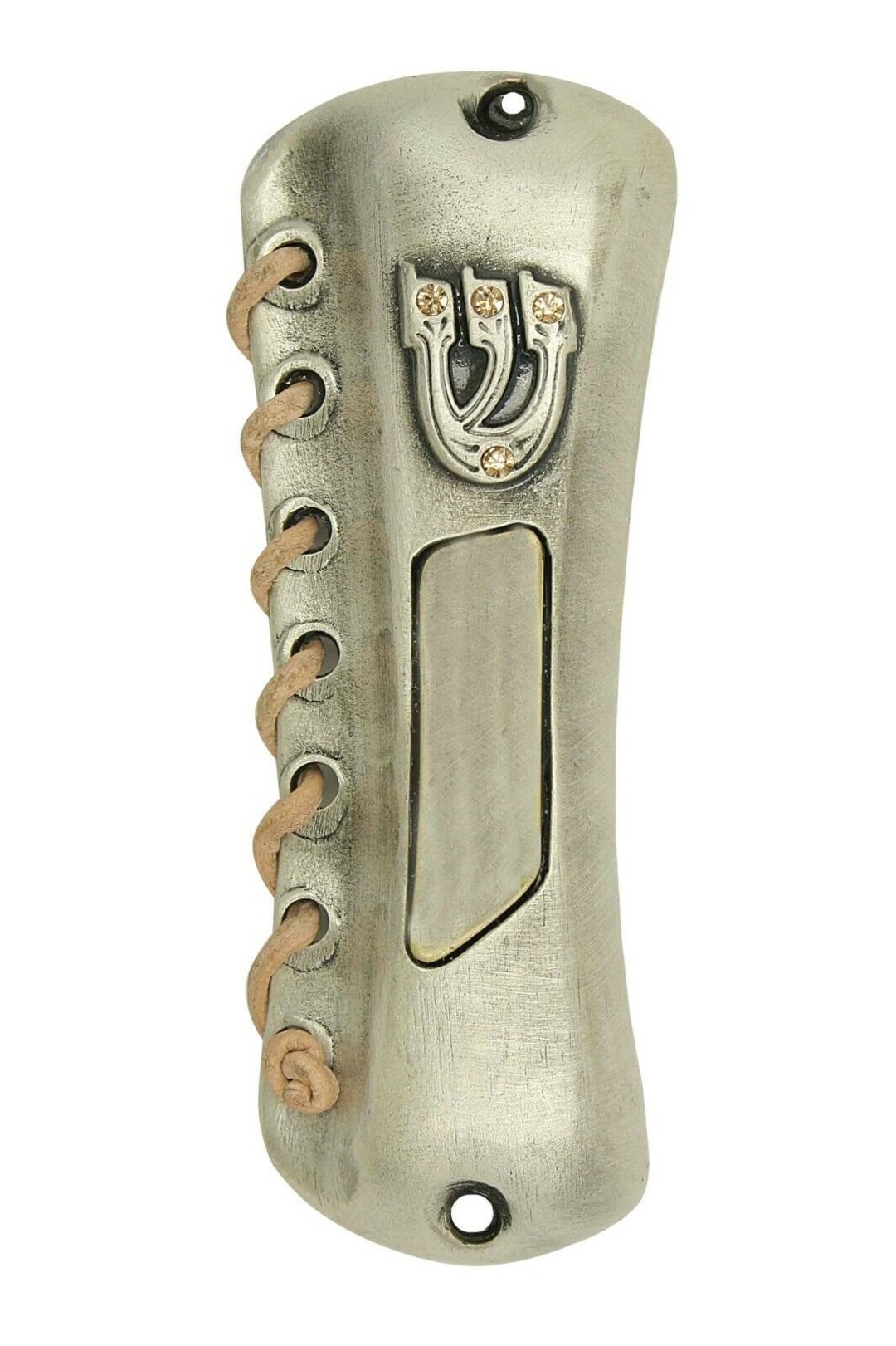 Pewter Mezuzah ' Sheen ' Letter in Hebrew Leather String * - Etsy