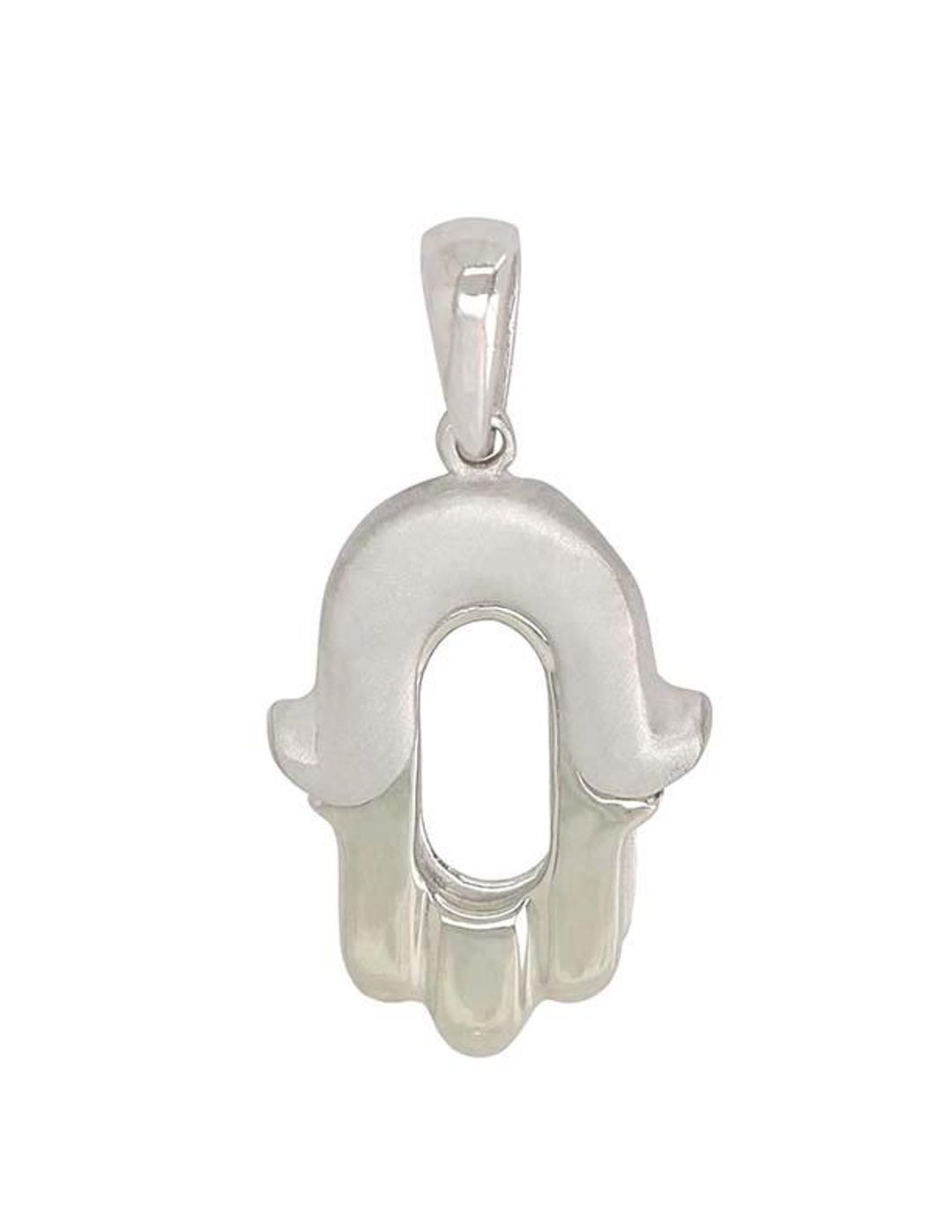 14K Two Tones of White Gold Hamsah Cut Out Pendant 15mm W X 20mm H 2.2g ...