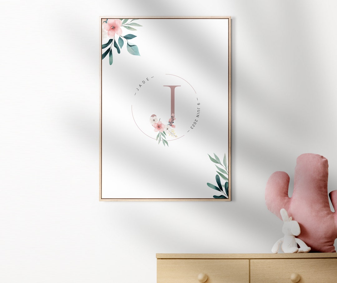 Birth Poster, Baby Girl Poster, Personalized Poster, Baby Room Name ...