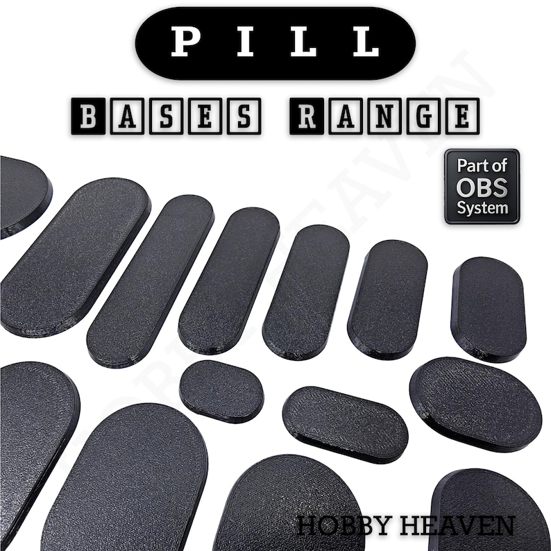 Pill Shape Wargaming Bases 30mm-190mm | Stadium Oval Bases for ...