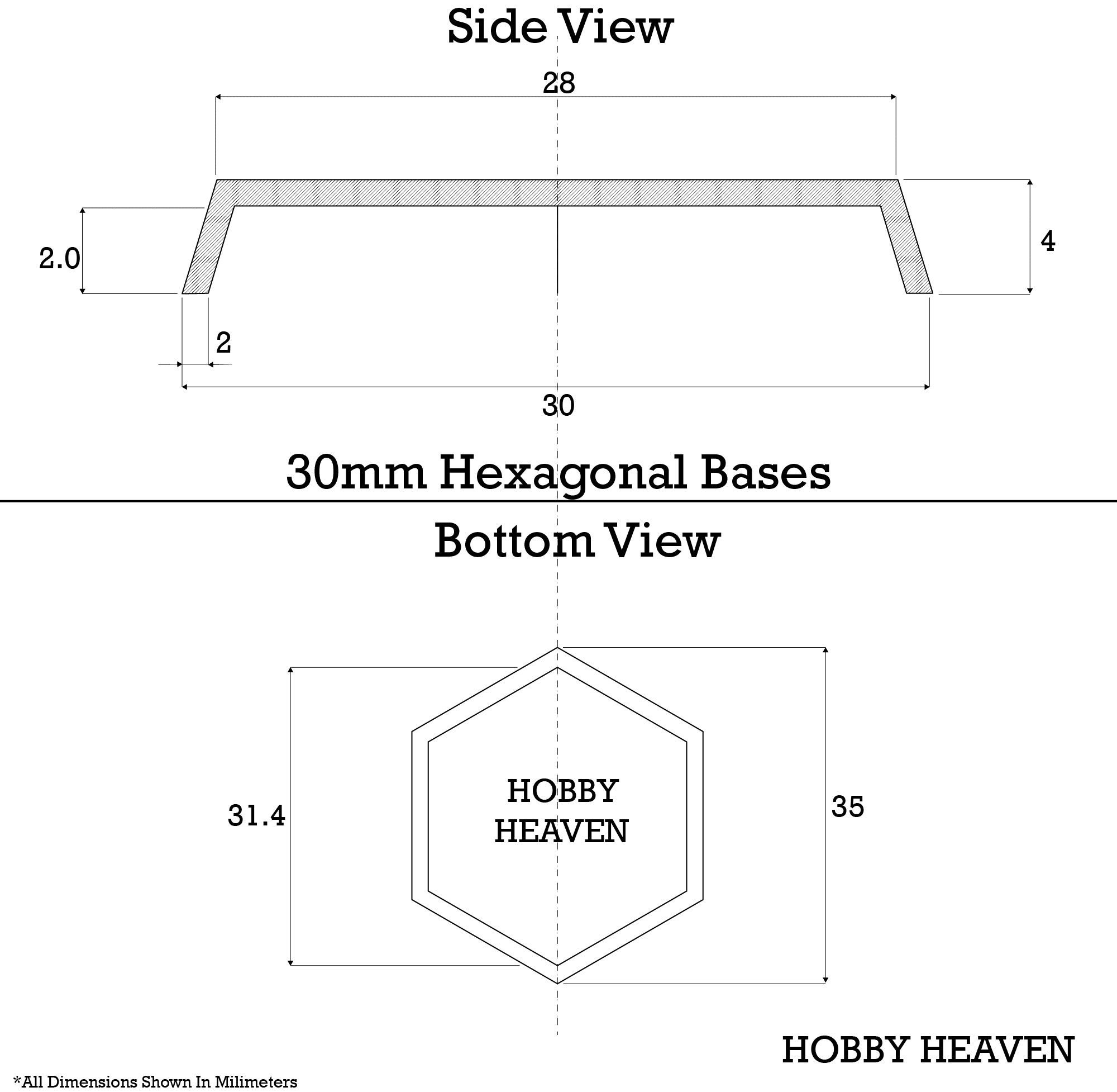 30mm Hexagonal Wargaming Base, Injection Moulded ABS, Hex Grid Mech ...