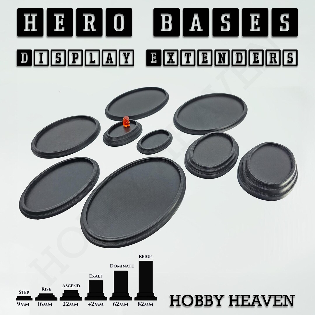 Hero Bases Oval Display Extenders | Gaming Base to Exhibition Plinth ...