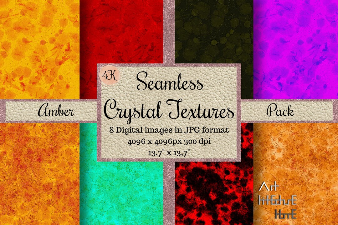 SEAMLESS Amber CRYSTAL TEXTURES, Orange Glass Patterns, Glitter Digital ...