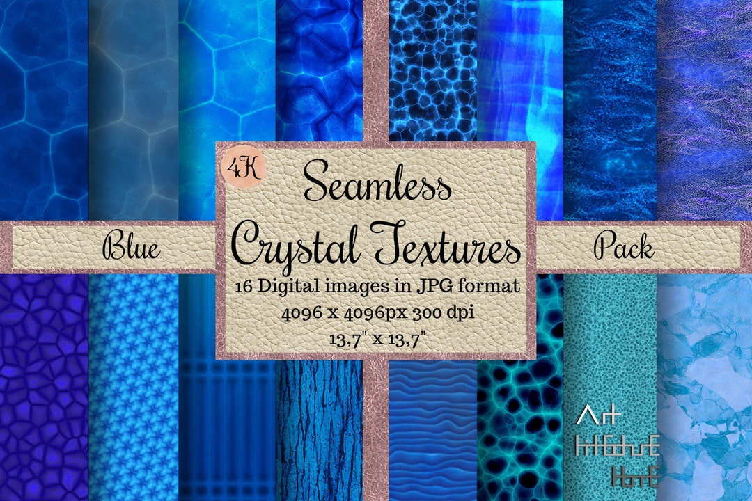 SEAMLESS Blue CRYSTAL TEXTURES, Ocean Glass Patterns, Abstract Digital ...