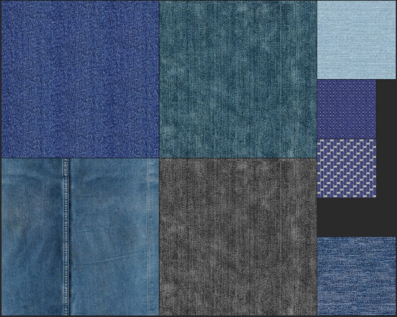 Seamless 8K JEAN Fabric Textures, Denim Patterns, Blue Node Digital ...