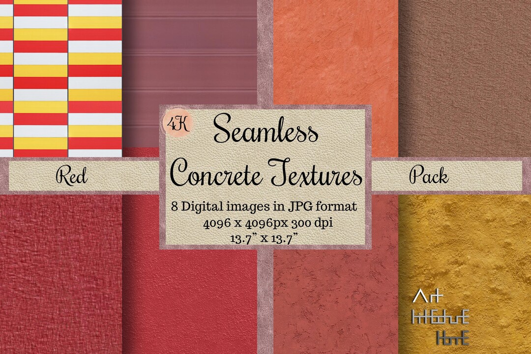 Seamless Red Concrete Textures, Wall Patterns, Ground With Moss Digital ...