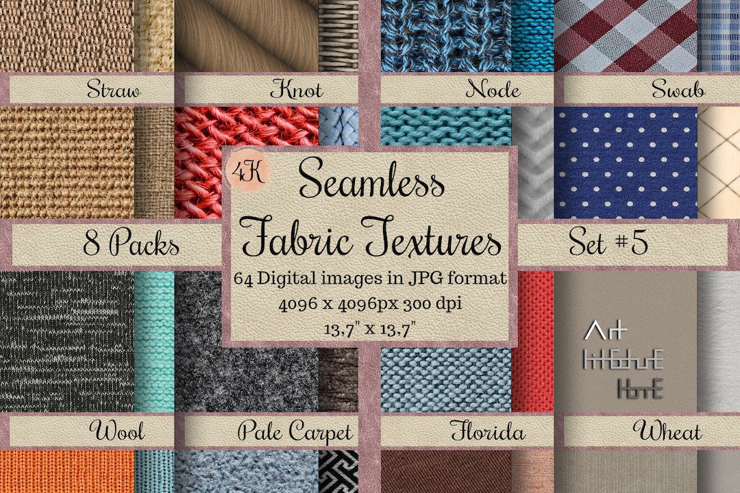 64 Seamless Fabric Textures, Seamless Fabric Patterns, Digital Papers ...