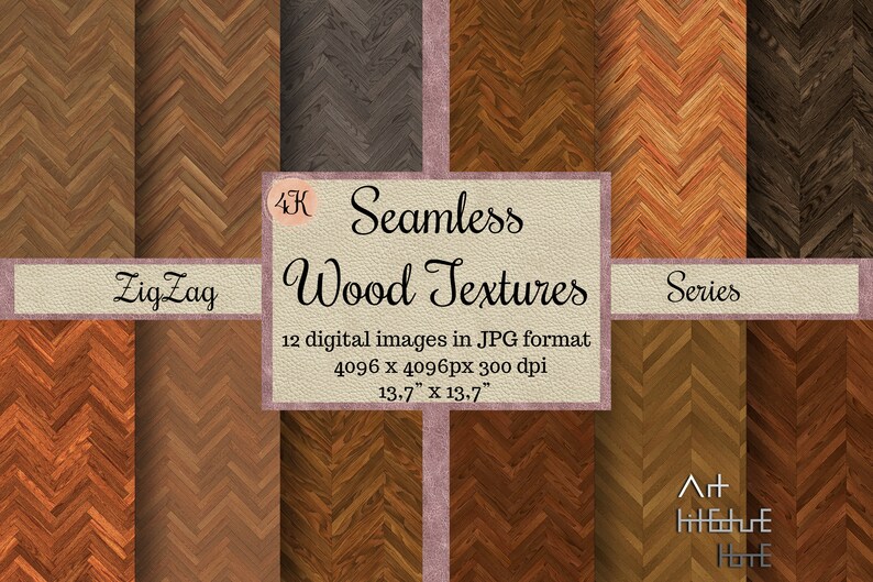 Seamless Zigzag WOOD Textures, Herringbone Tweed Patterns, Brown Wood ...