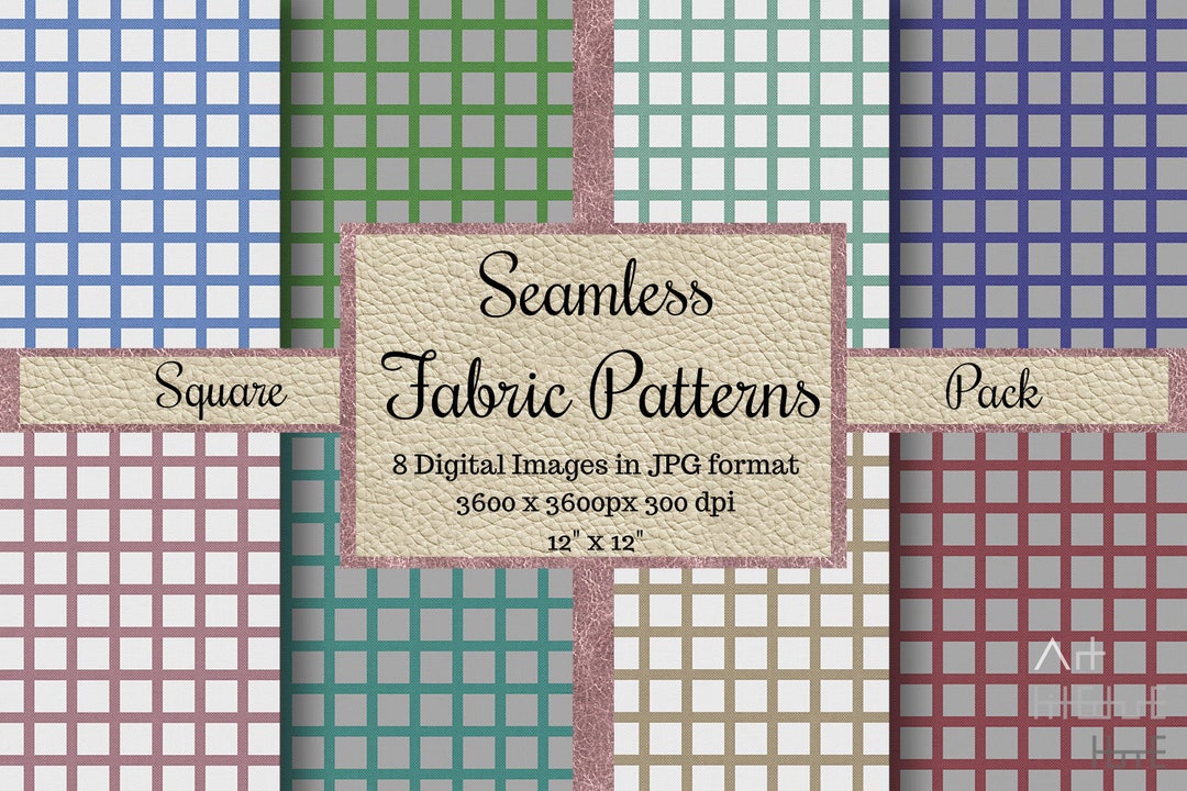 Seamless Square Lined Fabric Patterns, Seamless Linen Textures, Digital ...
