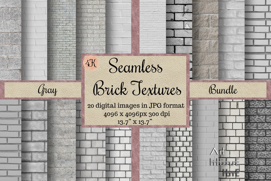 Seamless Gray Brick Textures, Cement Patterns, Tileable Digital Papers ...