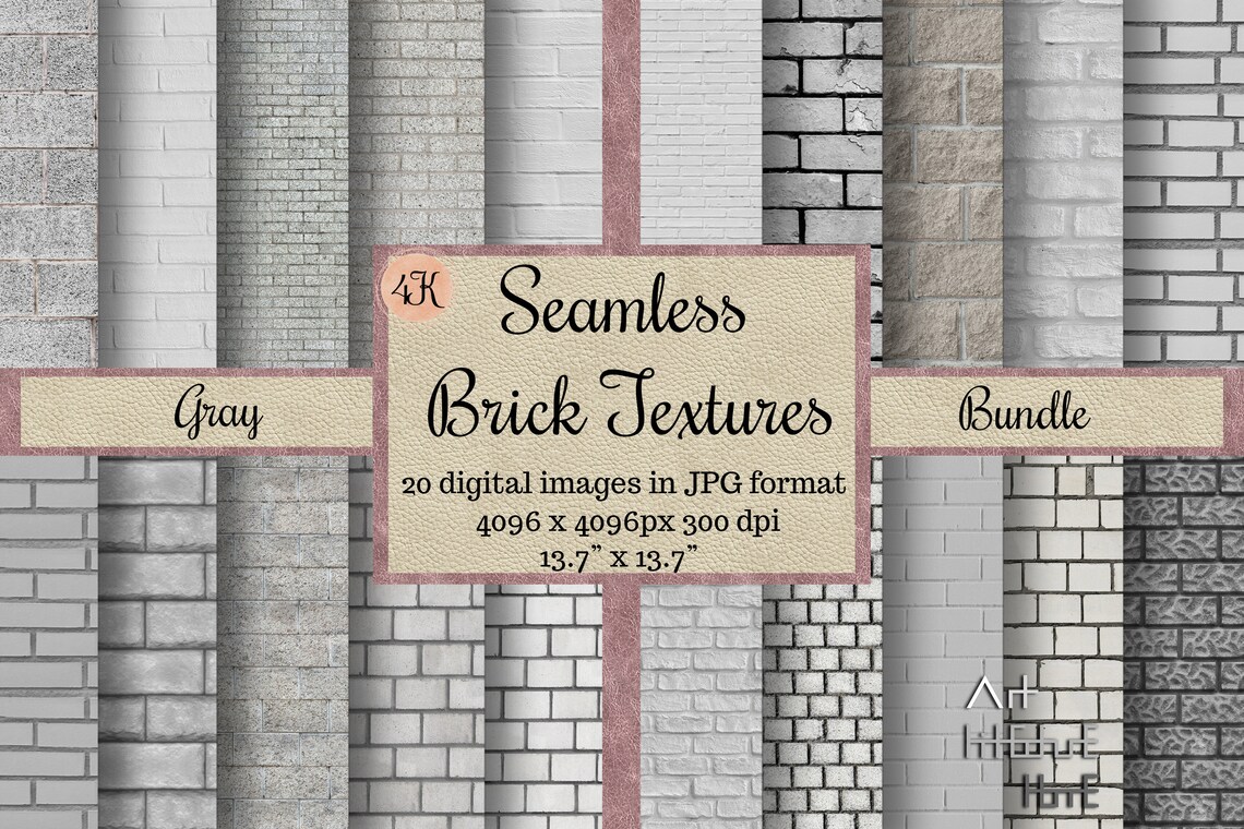 Seamless Gray Brick Textures, Cement Patterns, Tileable Digital Papers ...