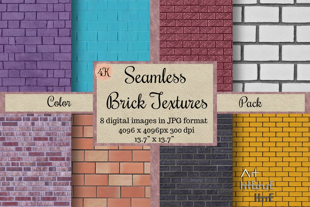 Seamless Colorful Brick Textures, Purple Tile Patterns, Tileable Wall ...