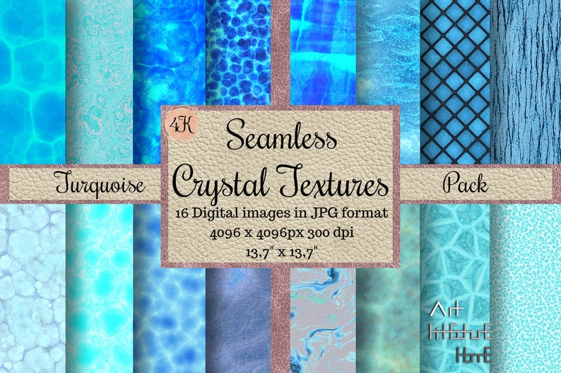 Seamless Turquoise TEXTURES, Abstract Crystals, Ocean Digital Papers ...