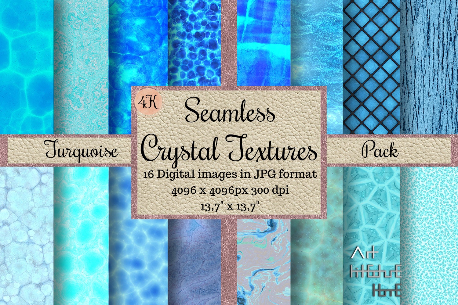 Seamless Turquoise TEXTURES, Abstract Crystals, Ocean Digital Papers ...