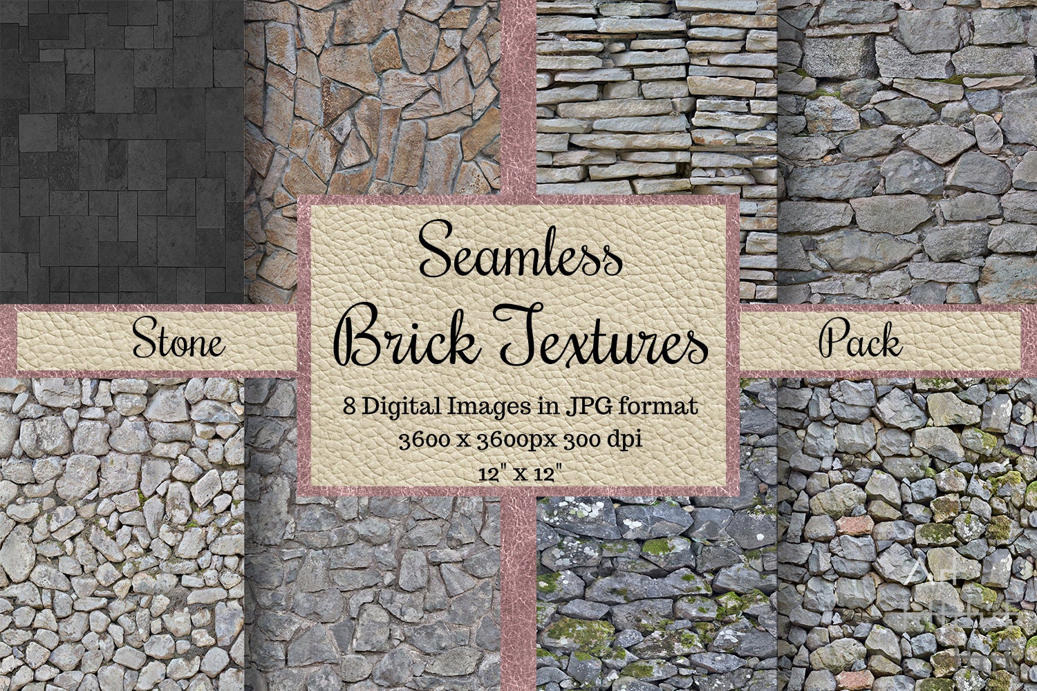 Seamless Stone Wall Brick Textures, Gray Wall Patterns, Tile With Moss ...