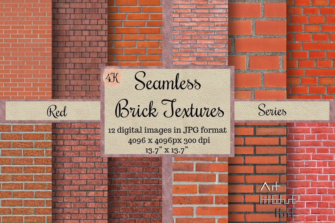 Seamless Red Brick Textures, Tile Patterns, Tileable Wall, Digital Papers, Printable Scrapbook ...