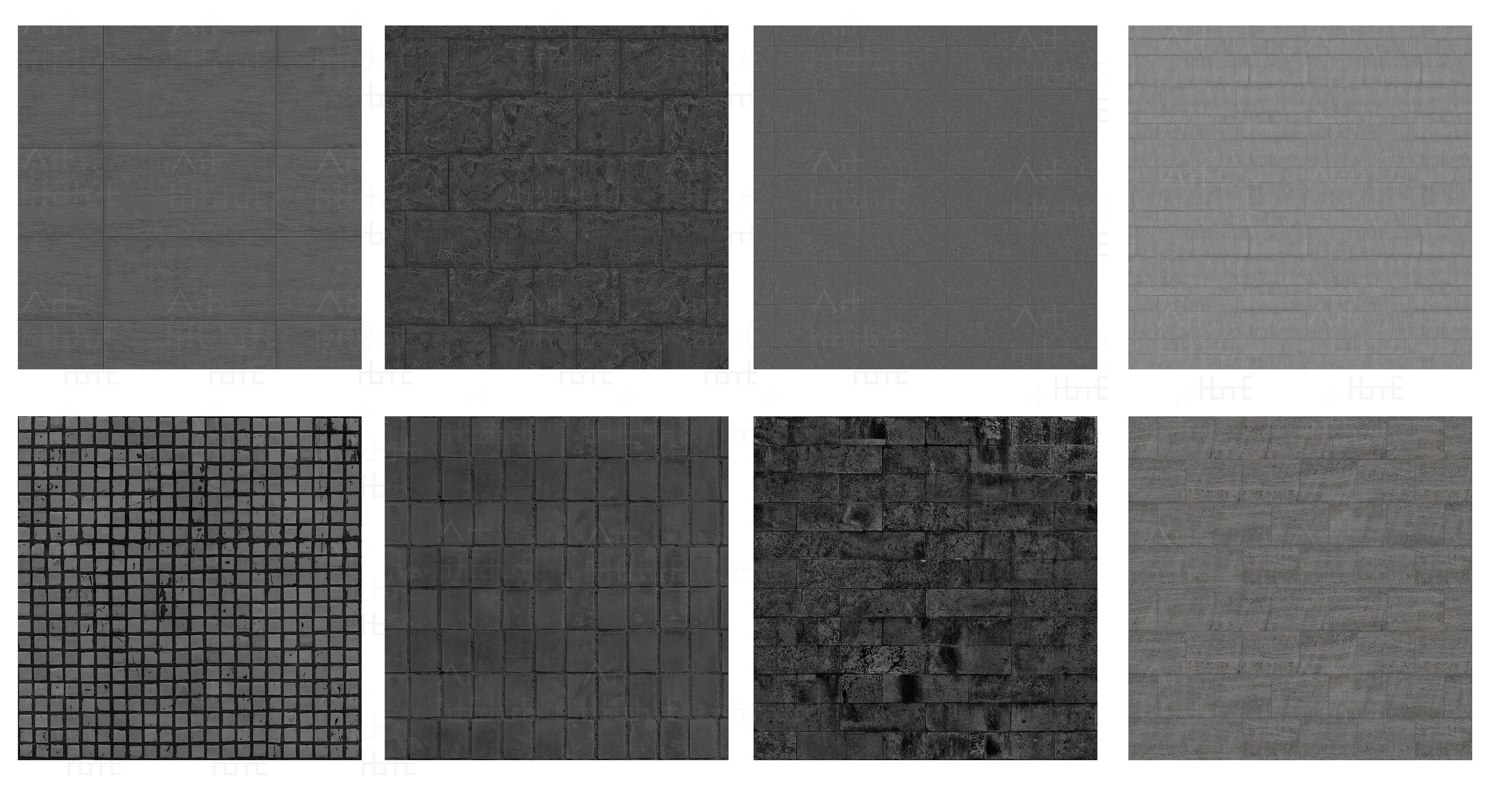 Seamless Black Tile Textures, Brick Wall Patterns, Dollhouse Digital ...