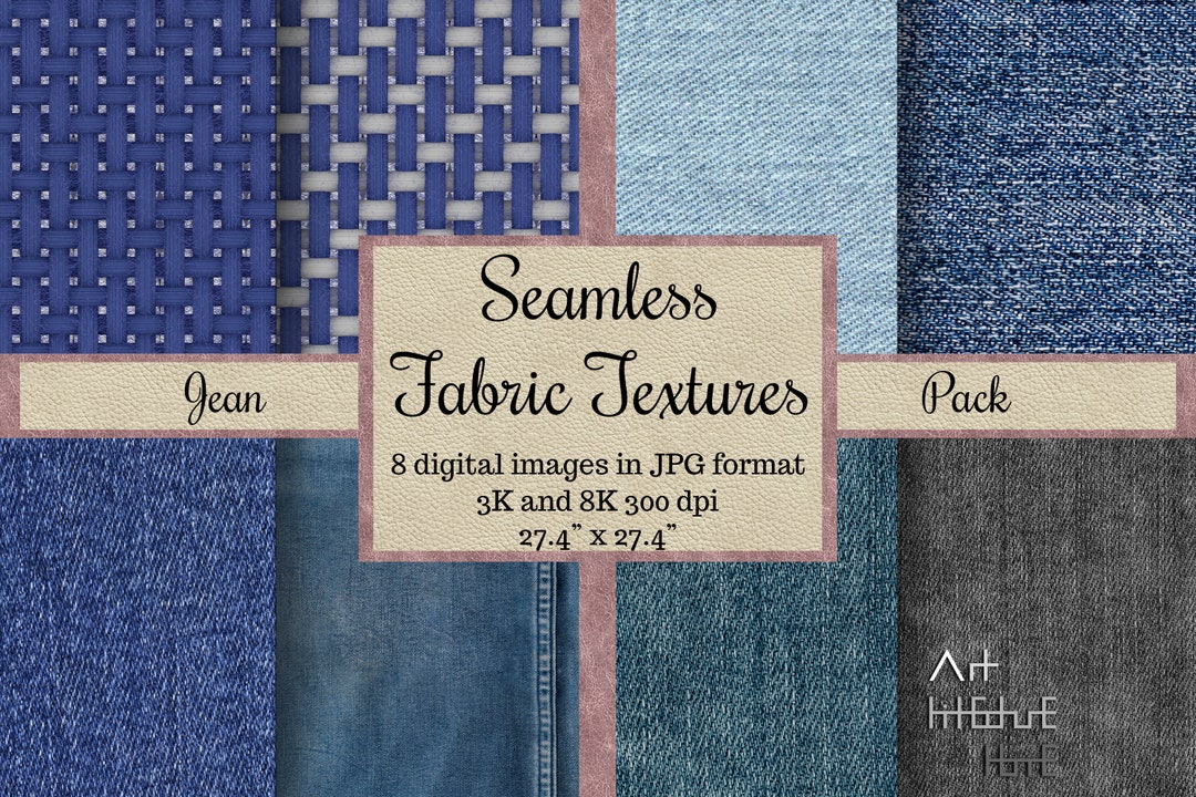Seamless 8K JEAN Fabric Textures, Denim Patterns, Blue Node Digital ...