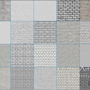 Seamless Gray Brick Textures, Cement Patterns, Tileable Digital Papers ...
