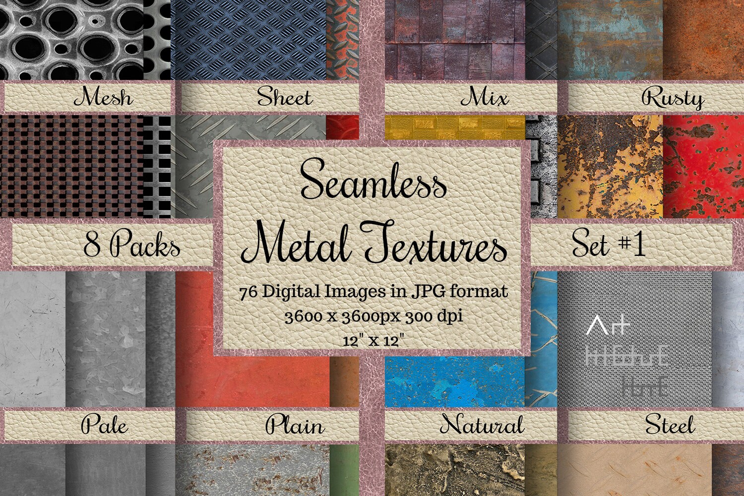 76 SEAMLESS METAL TEXTURES, Metal Patterns, Steel Digital Papers ...