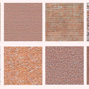 Seamless Brick Textures, Rustic Brick Wall Patterns, Tileable Digital ...