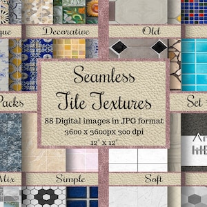 88 Seamless Tile Textures, Wall Brick Patterns, Ceramic Floor Digital ...