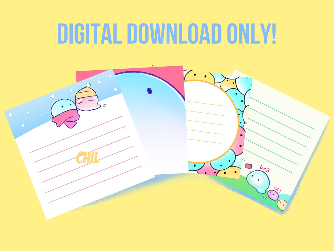 Set 4 Printable Slimes Memo Sheets Printable Stationary - Etsy