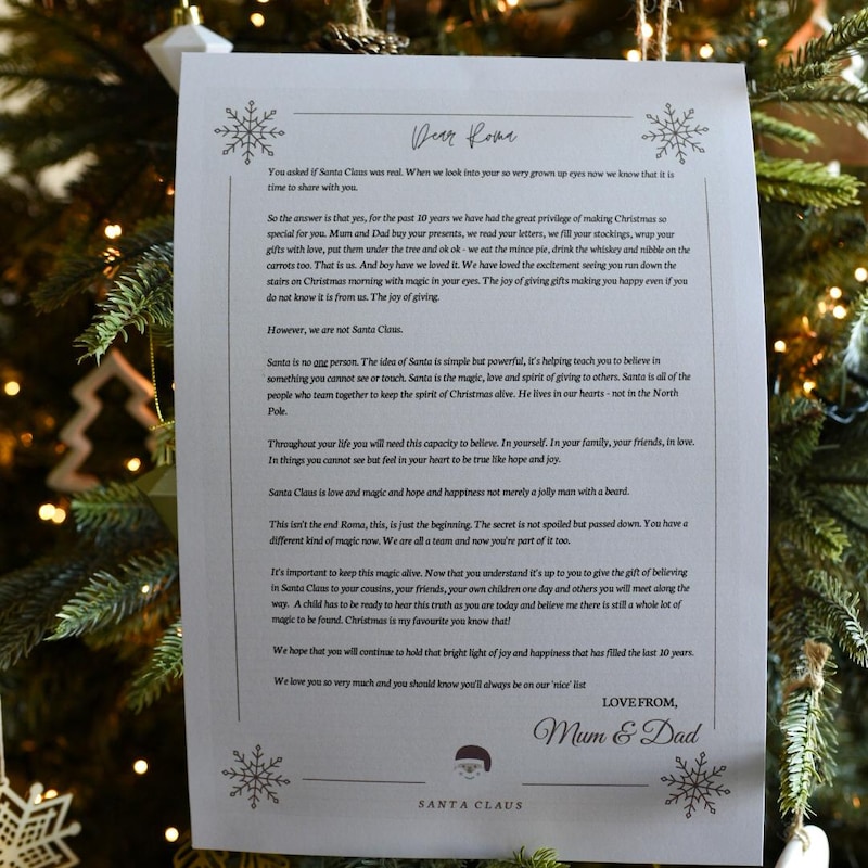 Letter Explaining Santa is Not Real - Etsy