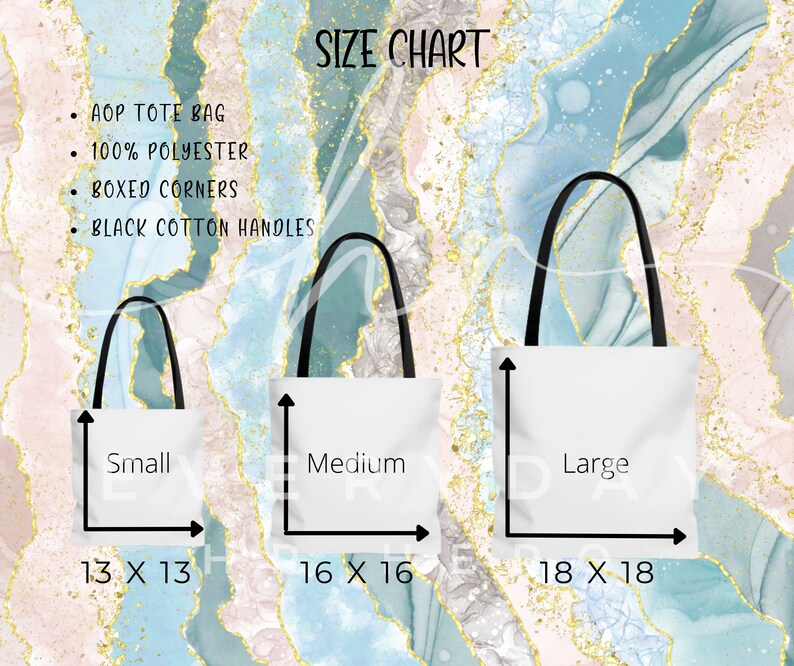Sparkle Tote Bag Size Chart AOP Tote Size Chart Sizing Chart - Etsy